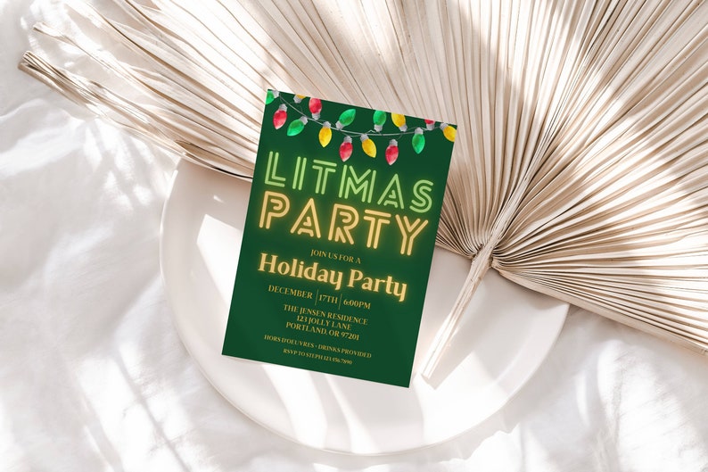 Editable Lets Get Lit Invitation Litmas Party Invite Holiday - Etsy