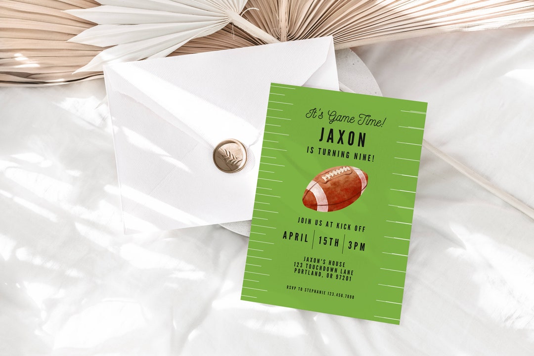 Football Birthday Invitation, Football Party Invitation, Game On, It's ...