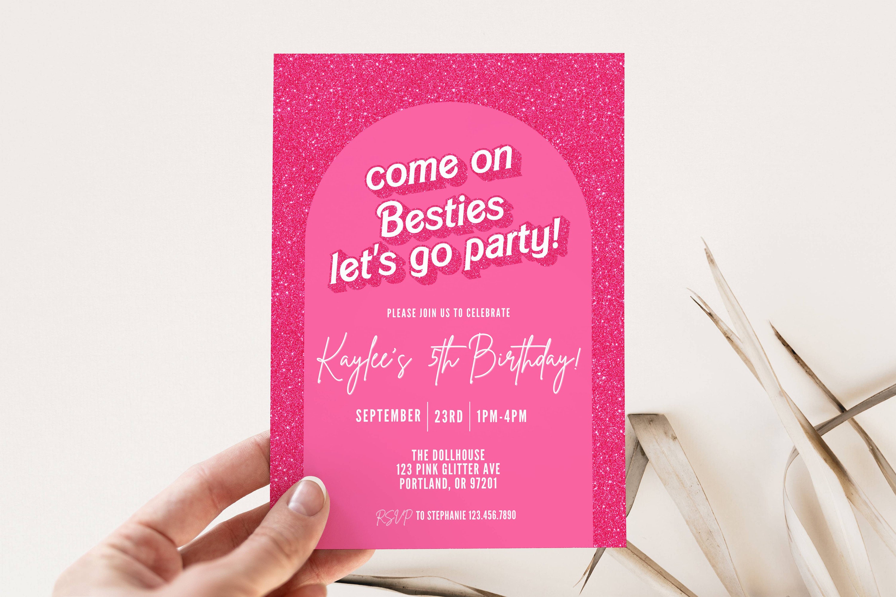 Come on Besties Lets Go Party Birthday Invitation Dolly Doll - Etsy