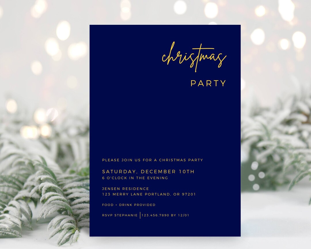 Minimalist Blue Christmas Party Invitation (digital Download) - Etsy