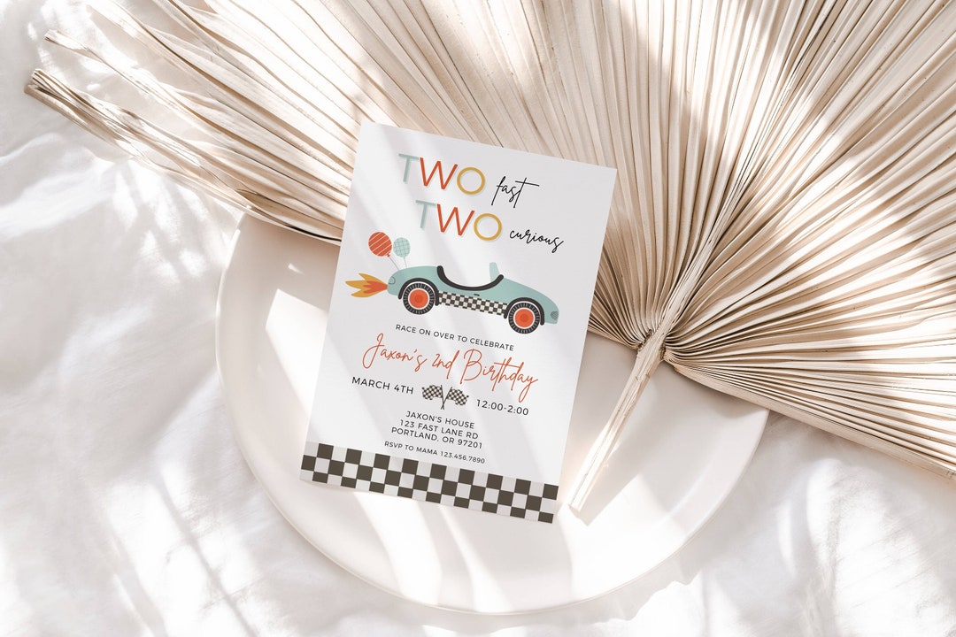 Two Fast Two Curious Birthday Party Invite, 2 Fast 2 Curious Invite ...