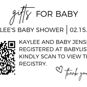 Baby Shower QR Code Gift Registry Insert Card (instant Download) - Etsy