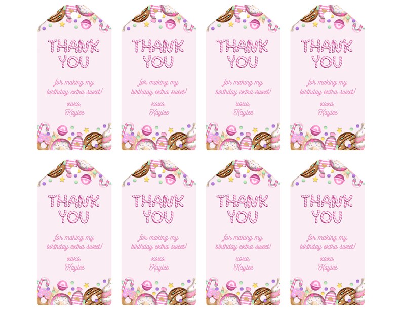 Candyland Party Favor Tags Candyland Thank You Tags Sweet - Etsy