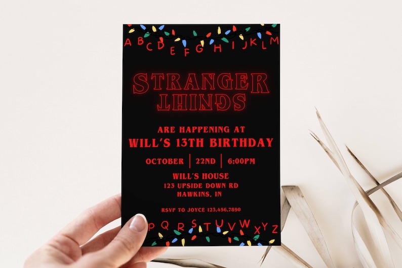Editable Stranger Things Birthday Invitation: Spooky October Party ...