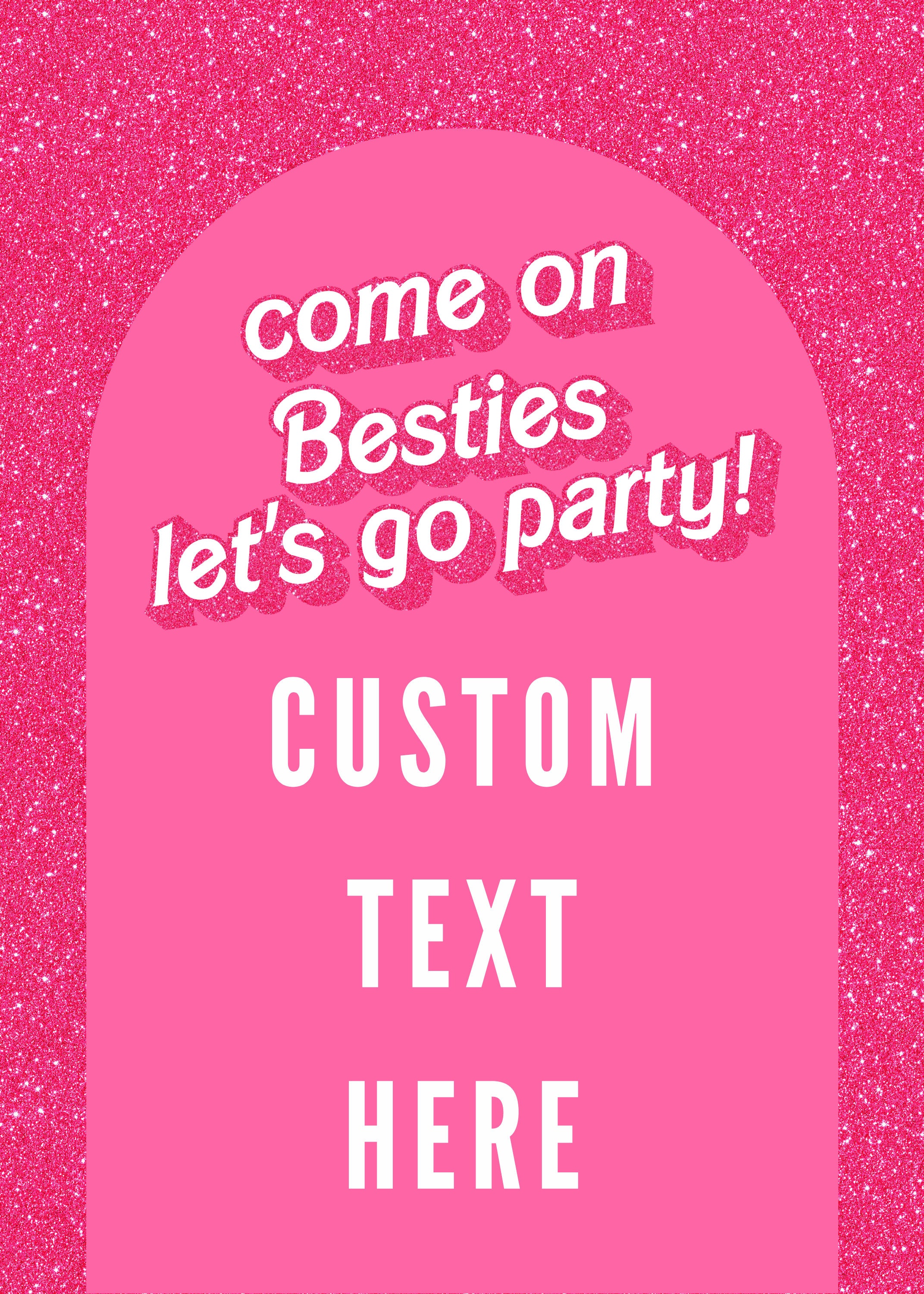 Customizable Pink Glitter Party Sign: Besties Theme (digital Download ...