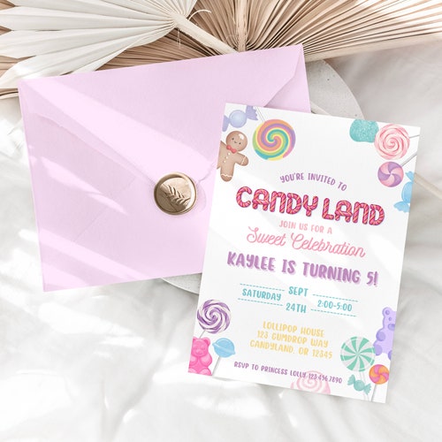 Candy Theme Birthday Invitation Candyland Birthday Digital - Etsy