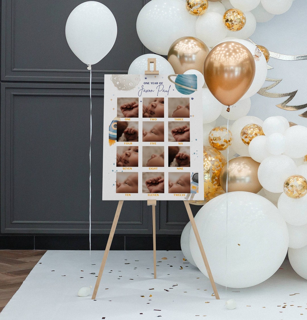 Outer Space Milestone Board Sign 1st Birthday Space Milestone Board ...