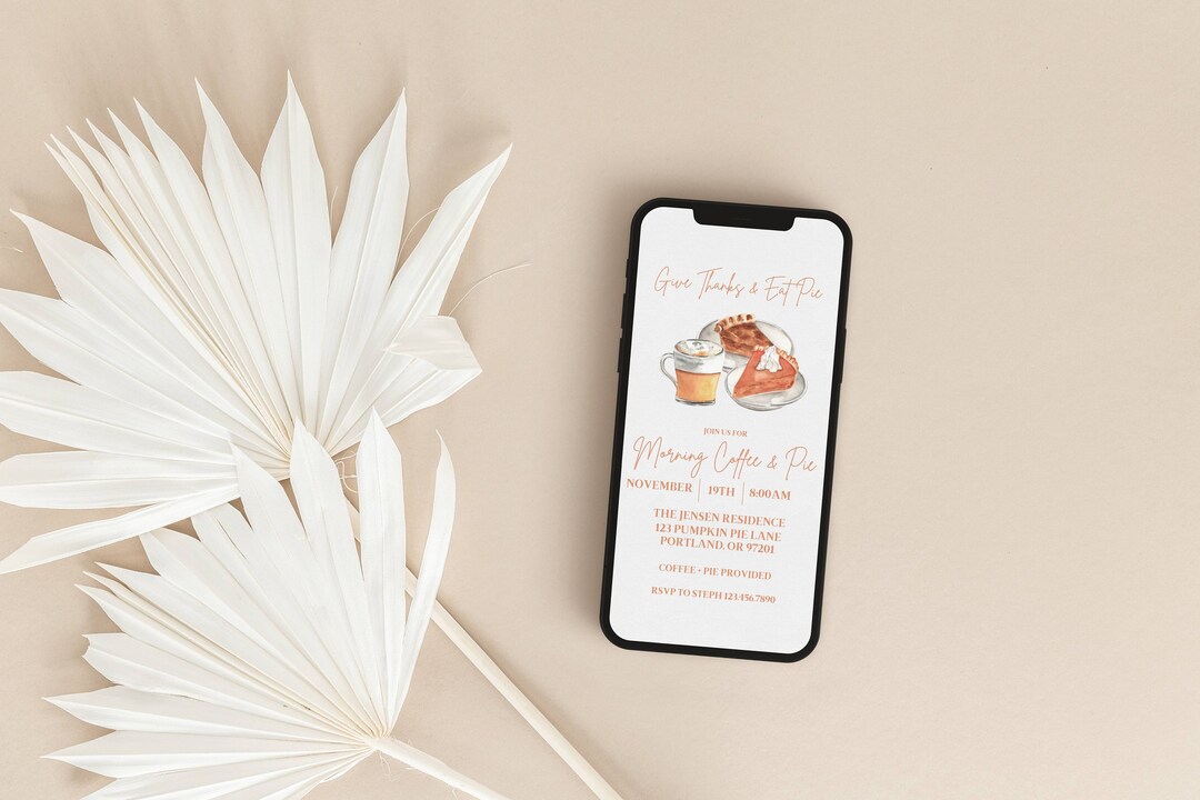 Editable Dar gracias y comer pastel Invitación de texto Café de la ...