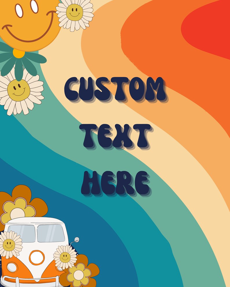 Editable Groovy Party Signs Retro Hippie Party Decorations - Etsy