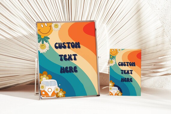 Editable Groovy Party Signs Retro Hippie Party Decorations - Etsy