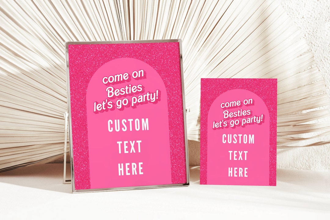 Customizable Pink Glitter Party Sign: Besties Theme (digital Download ...