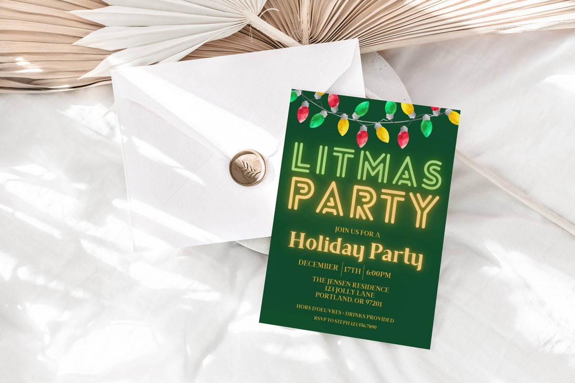 Editable Lets Get Lit Invitation Litmas Party Invite Holiday - Etsy