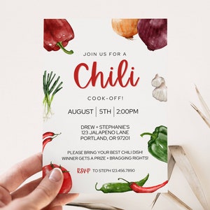 Chili Cook off Party Invitation, Annual Chili Cook off Invite, Food ...