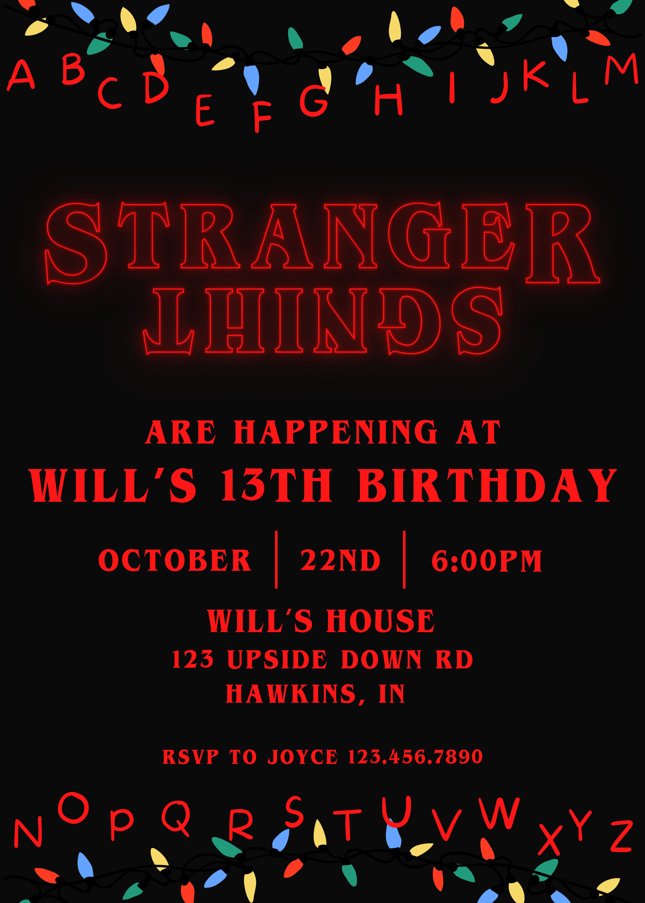 Editable Stranger Things Birthday Invitation Stranger Things - Etsy