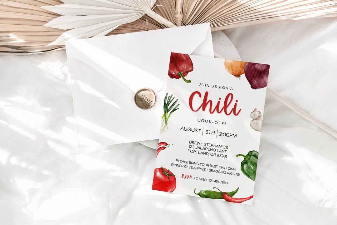 Chili Cook off Party Invitation, Annual Chili Cook off Invite, Food ...