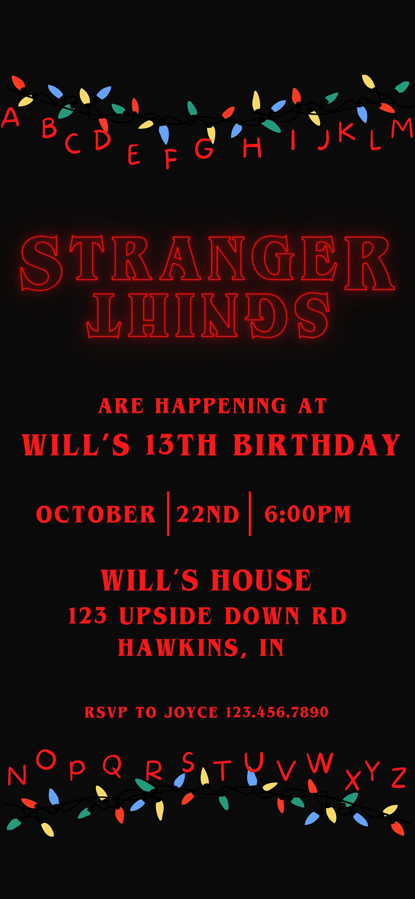 Stranger Things Birthday Party Text Invite Stranger Things - Etsy