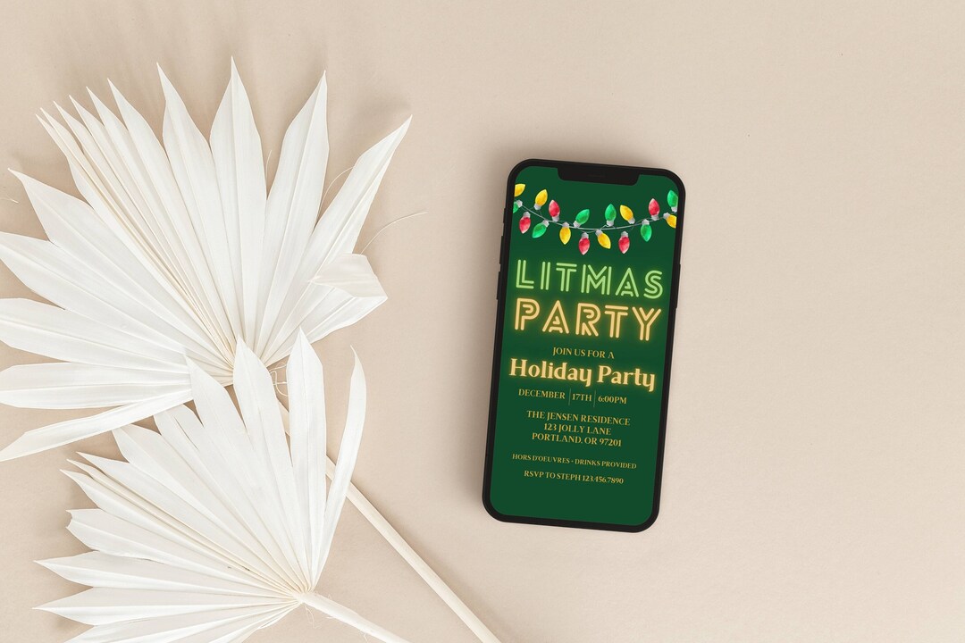 Editable Lets Get Lit Text Invitation Litmas Party Invite Holiday Party ...