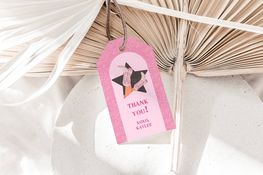 Let's Go Girls Birthday Gift Tag, Lets Go Girls Party Tag, Pink Cowgirl ...
