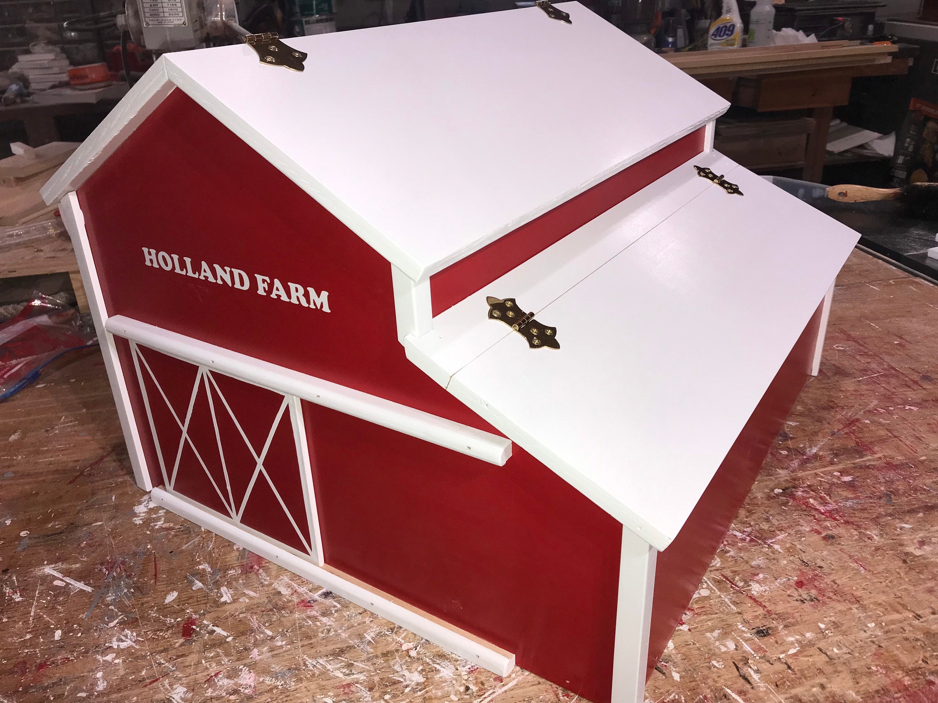 Red Wooden Toy Barn: Farm Animal Playset. - Etsy