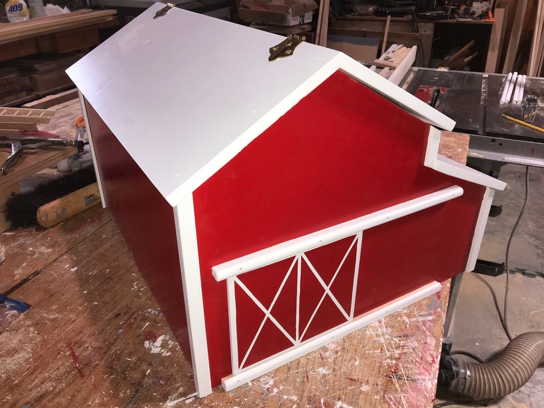 Red Wooden Toy Barn: Farm Animal Playset. - Etsy