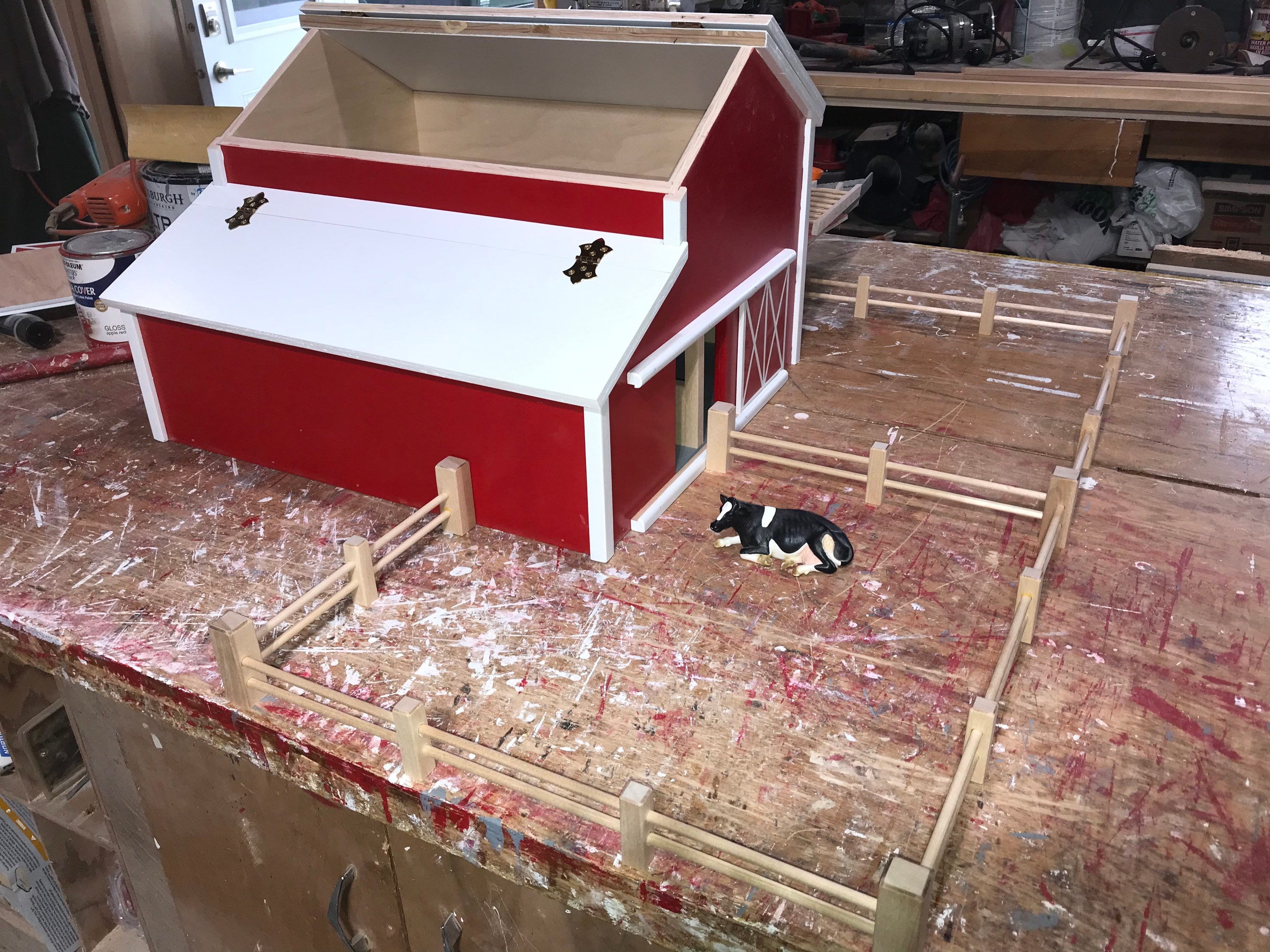 Red Wooden Toy Barn: Farm Animal Playset. - Etsy