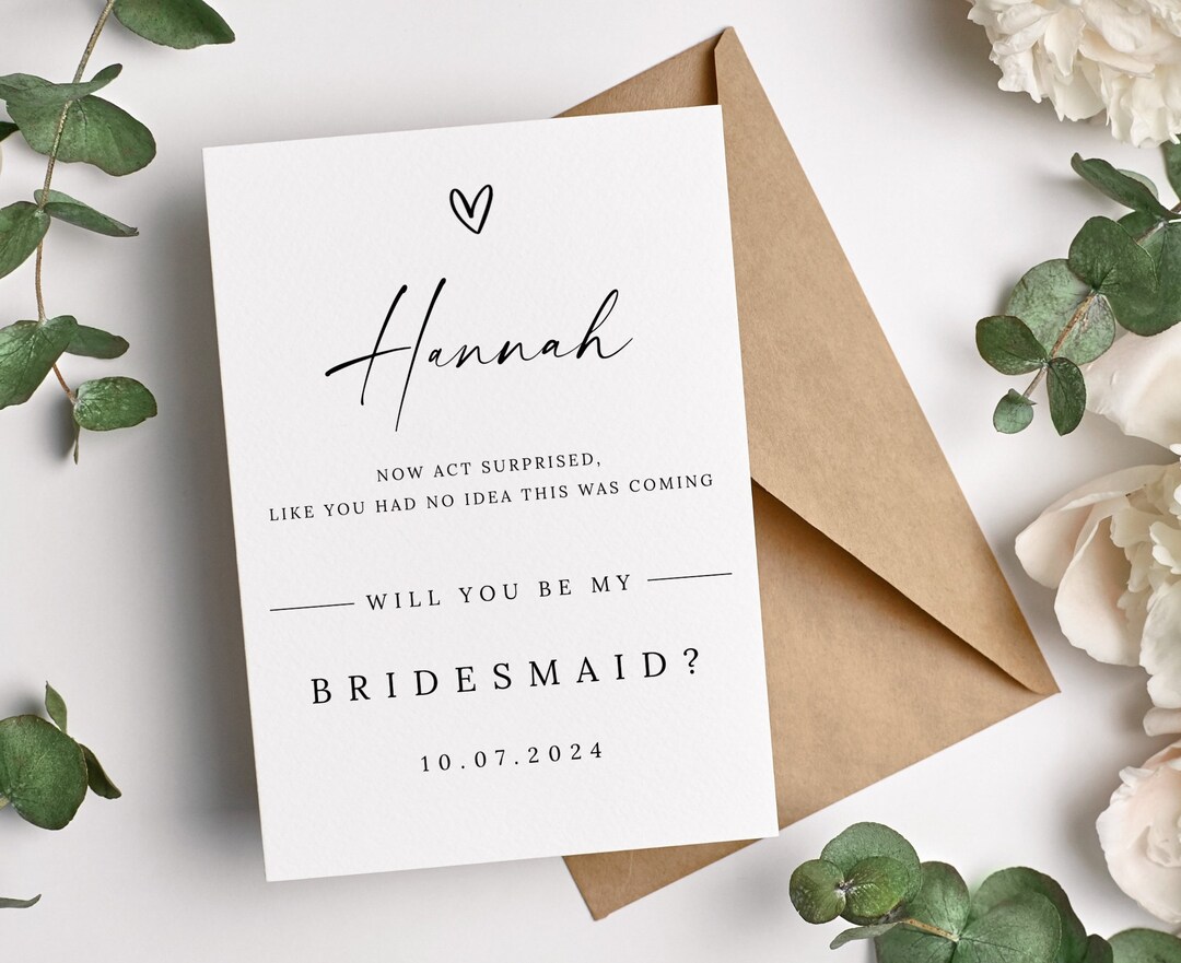 Bridesmaid Proposal Card Template, Printable DIY Proposal Card, Will ...