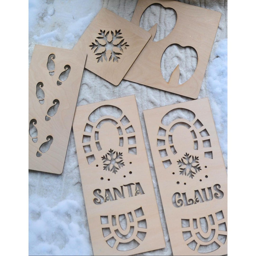 Santa, Elf, Reindeer Footprint Stencils, Snowflake Stencil, Christmas ...