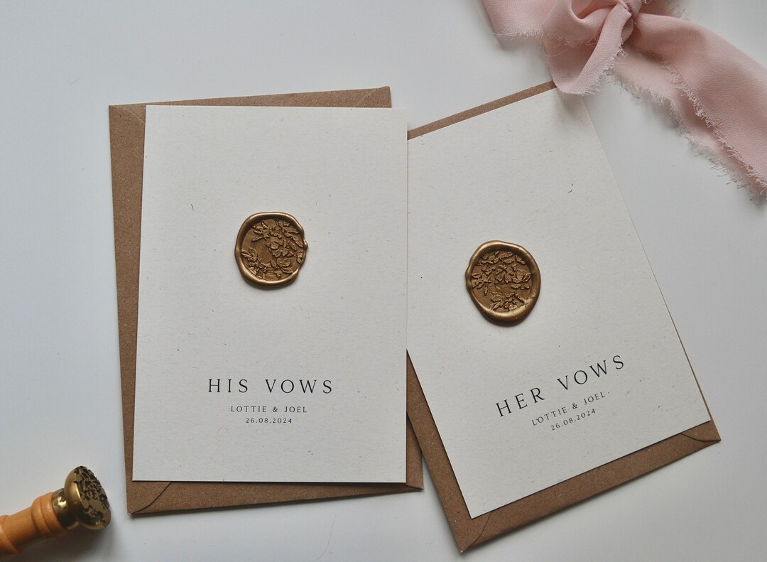 Personalised Vow Cards Set of 2, Wedding Vow Cards, Engagement Gift ...