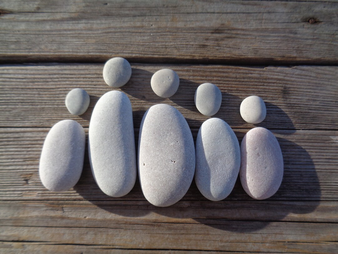 Set of 5 SMALL Flat Elongated and Round Pebbles for Crafts-5 Pebbles ...
