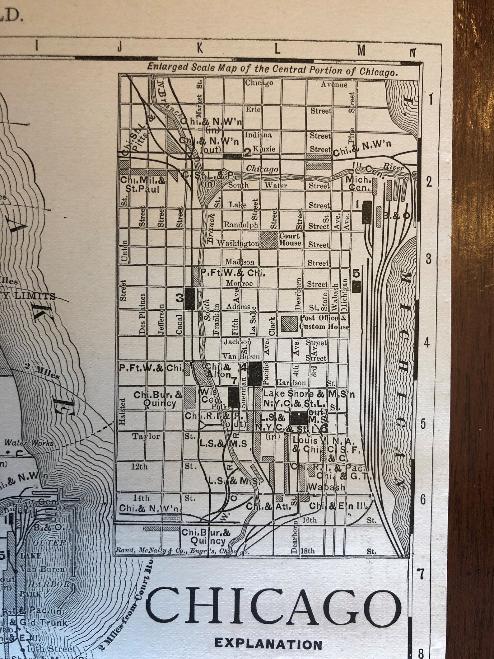 1889 Chicago Map With Downtown Inset, Rand Mcnally Standard World Atlas ...