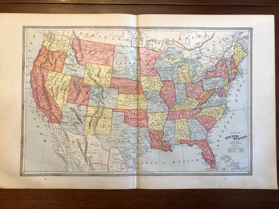 1883 United States Map Cram's Unrivaled Family Atlas of - Etsy
