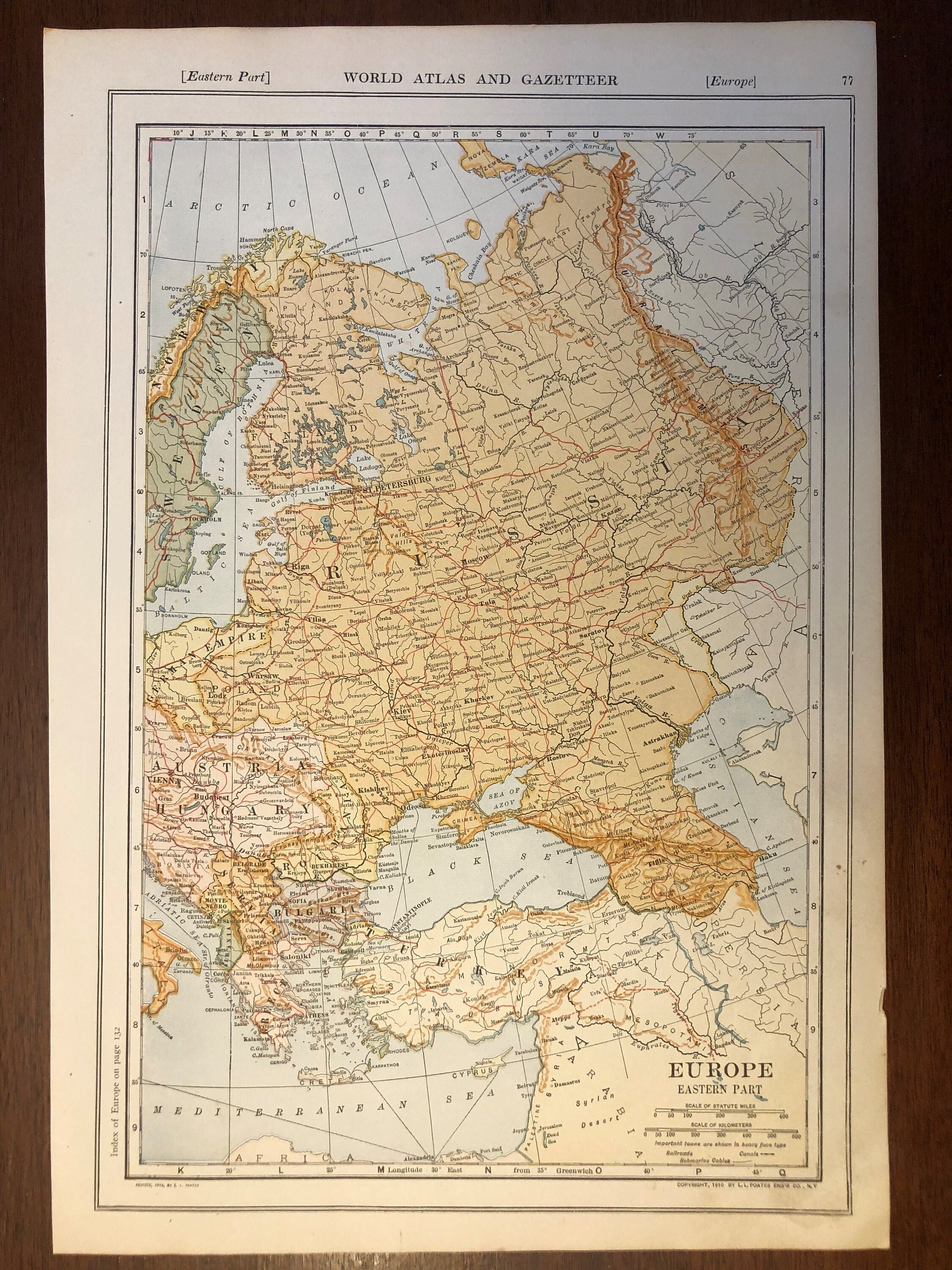 1917 USSR Russia and Eastern Europe Map, Encyclopedic Atlas and ...