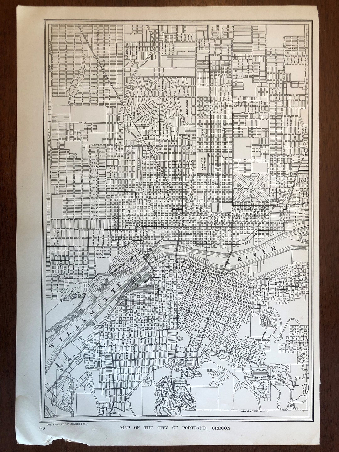 1927 Portland, OR Map, New World Atlas and Gazetteer - Etsy