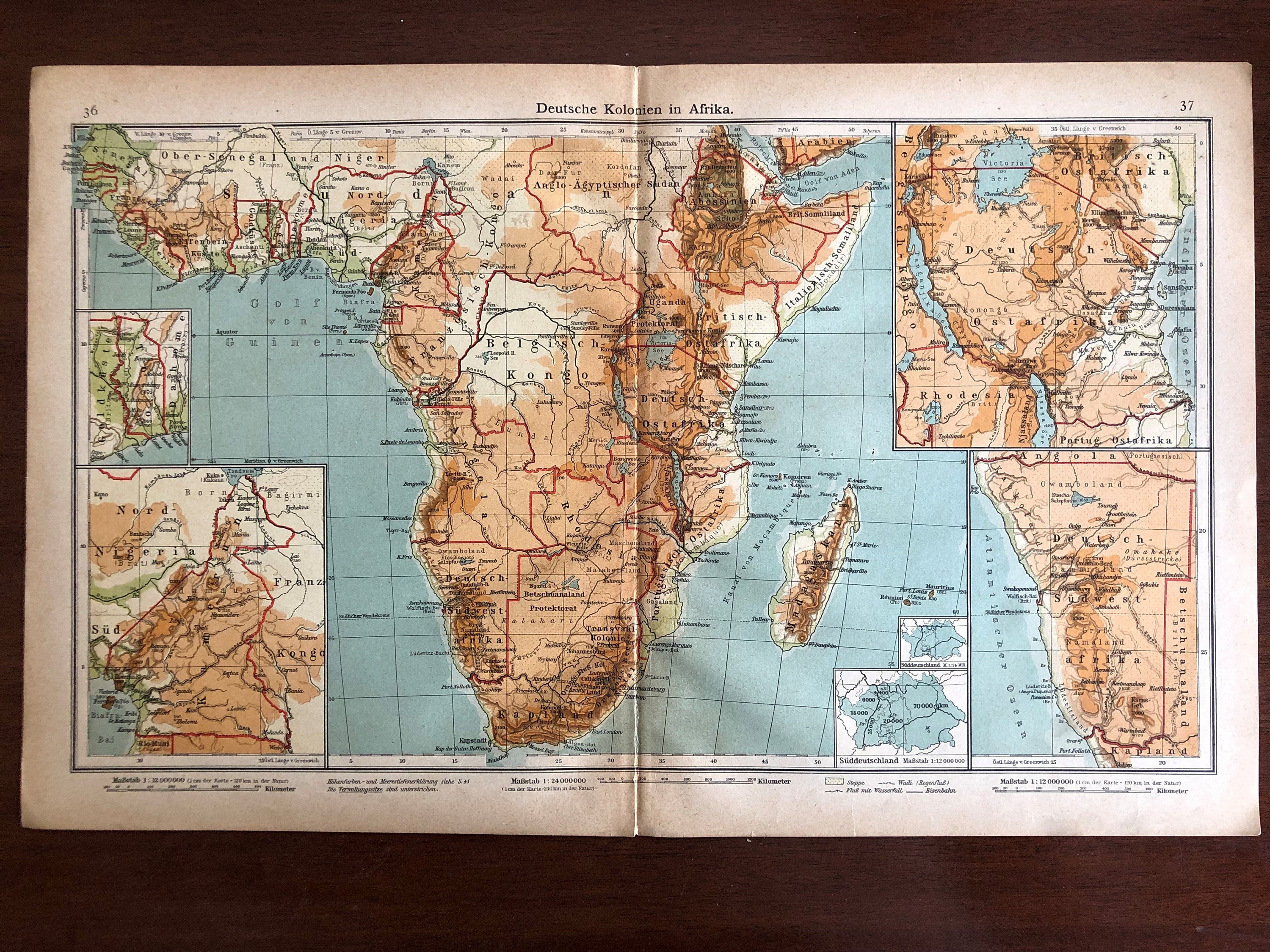 1910 German Colonial Africa Map German-language - Etsy