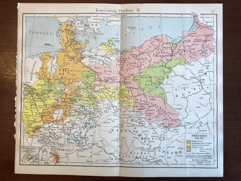 1911 Prussia Prussian Expansion Map, German-language Historischer Schul ...