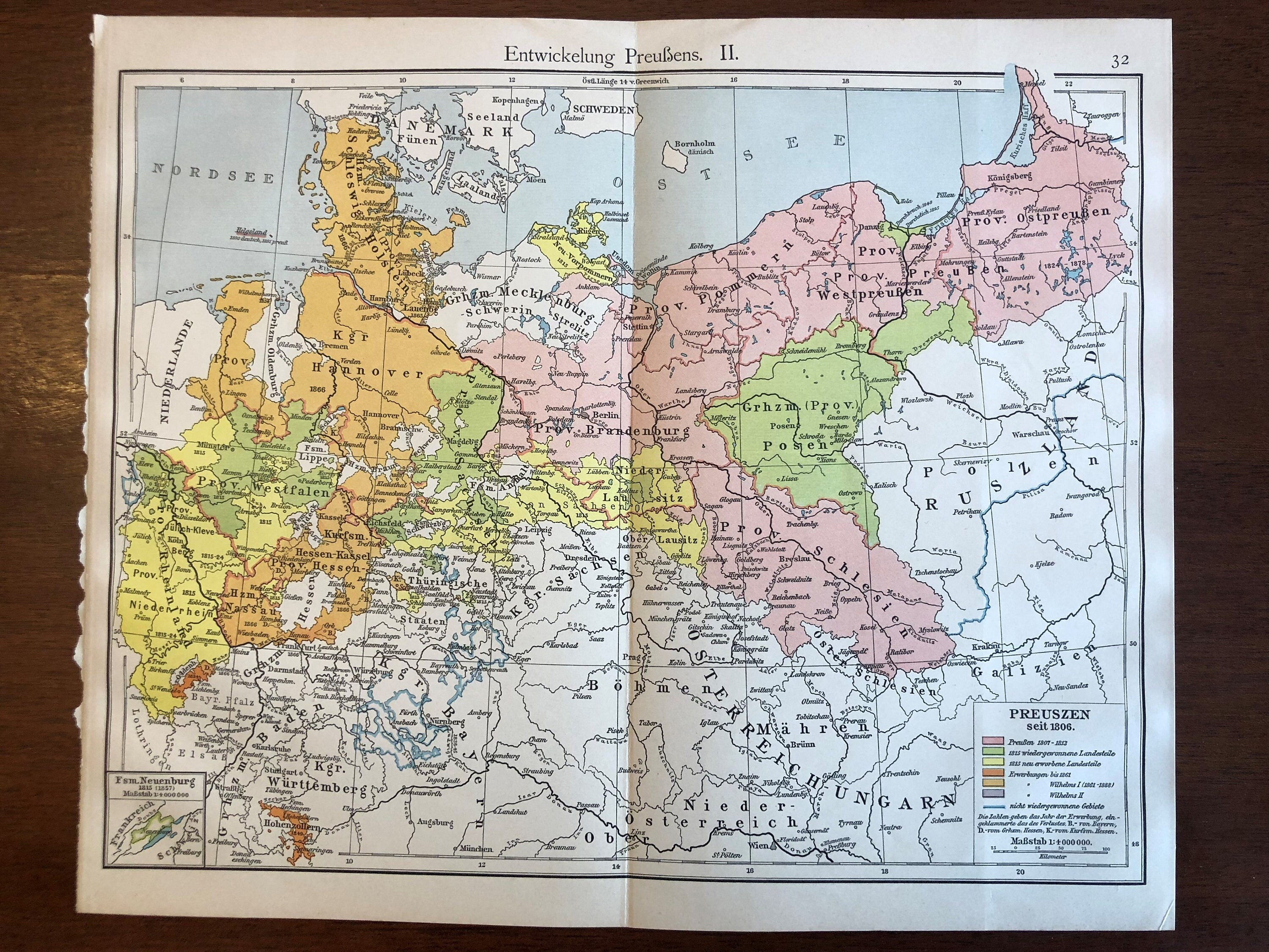 1911 Prussia Prussian Expansion Map, German-language Historischer Schul ...