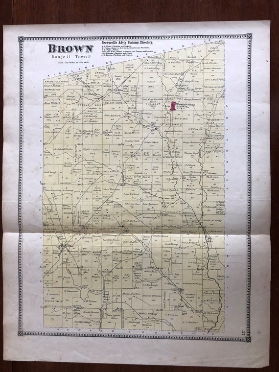 1871 Brown Township Brownsville Ohio Map Caldwell & Starr - Etsy