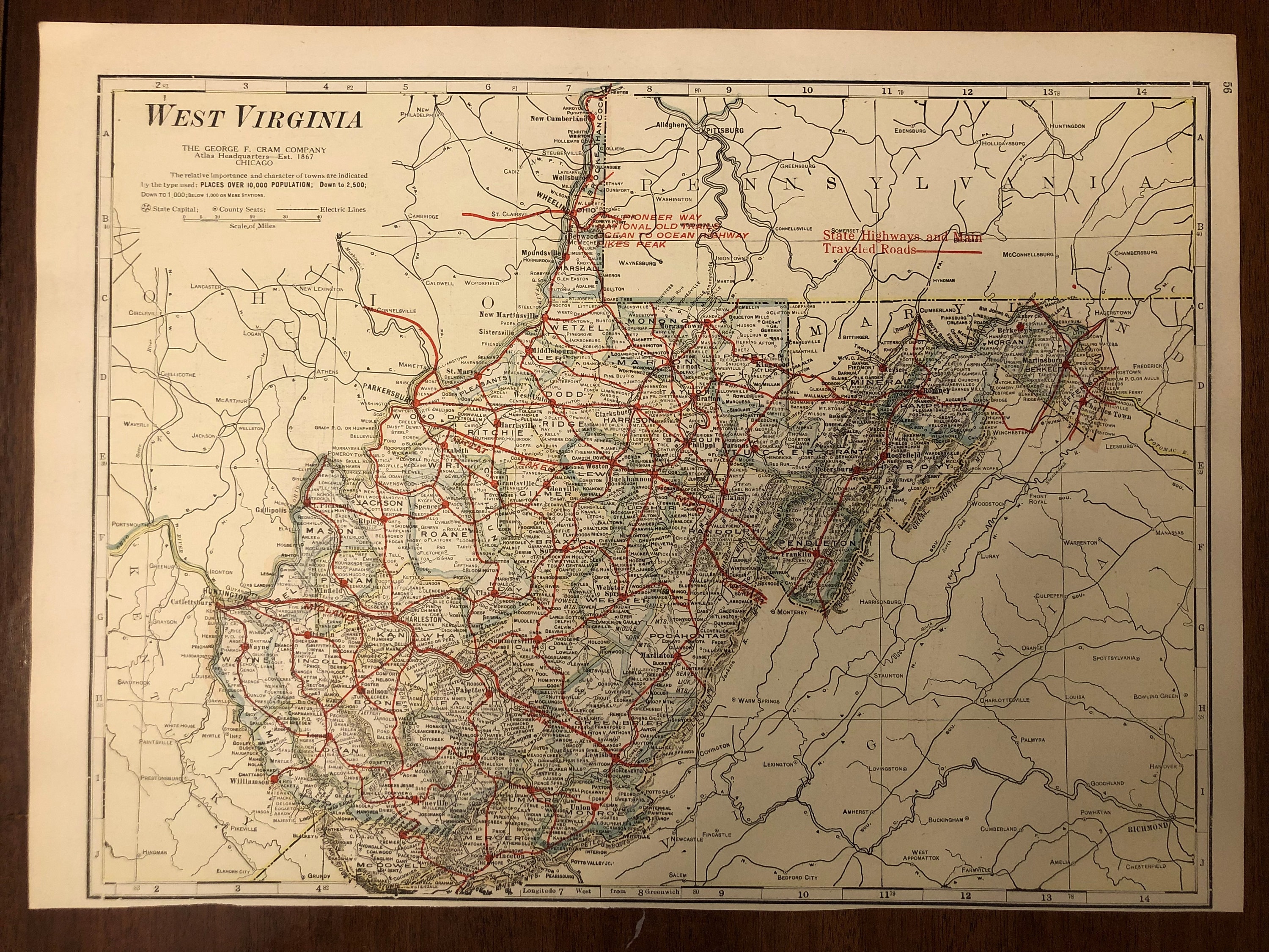 1921 West Virginia Map with Highways National Road | Etsy