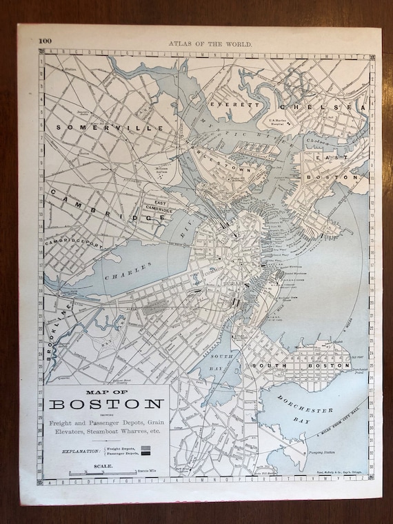 1889 Boston Map Rand McNally Standard World Atlas | Etsy