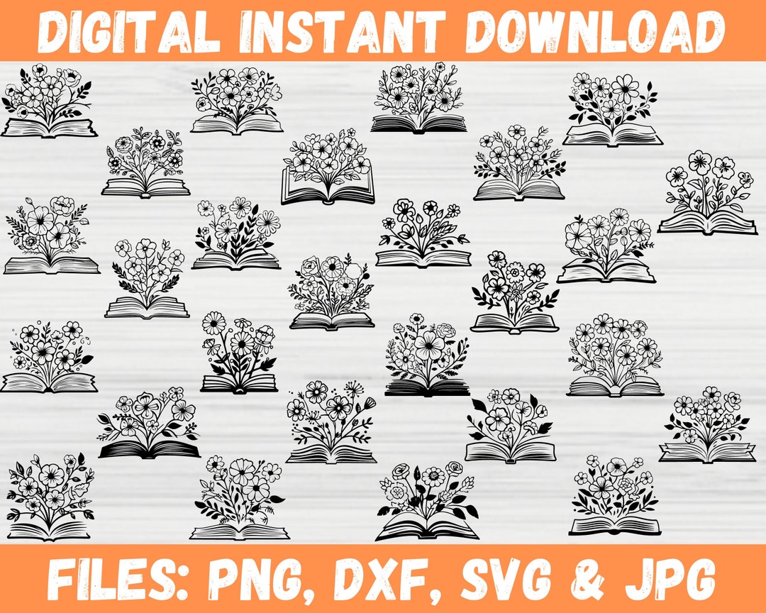 Book With Flowers SVG Floral Bookmark Floral Book Svg Floral Book ...