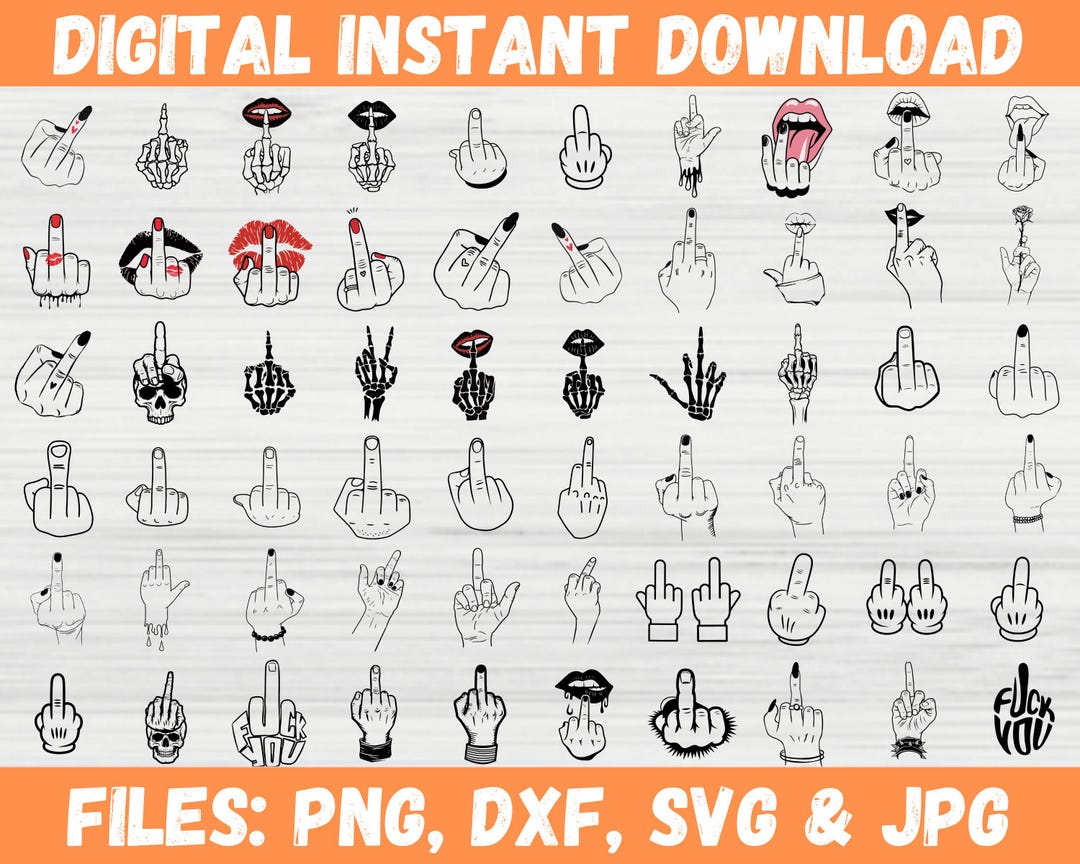 Middle Finger Svg Bundle, Skeleton Middle Finger Svg, Flipping off Svg ...