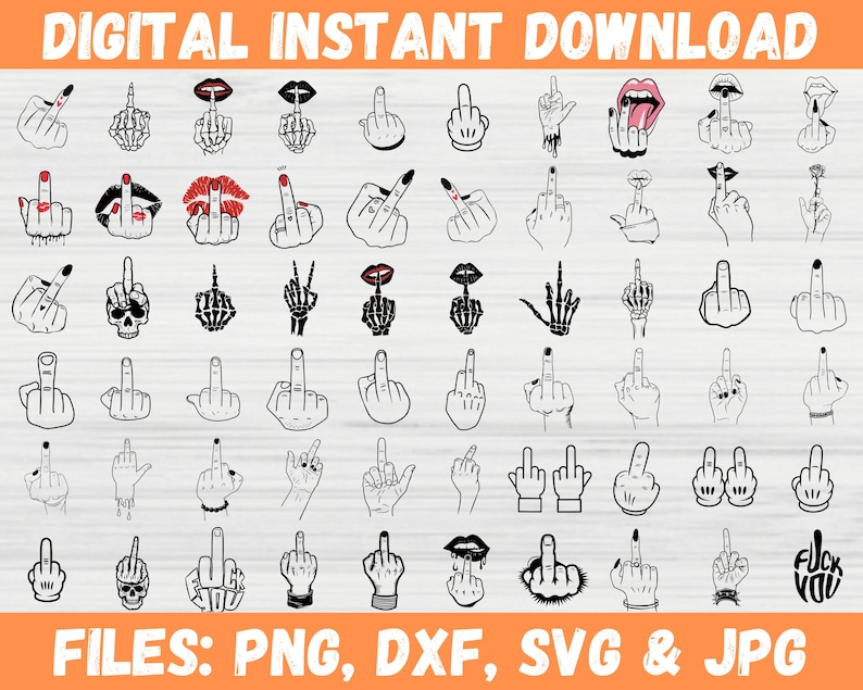 Middle Finger Svg Bundle, Skeleton Middle Finger Svg, Flipping off Svg ...