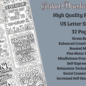 Mental Health Motivational Quotes Coloring Pages, Hand-drawn ...