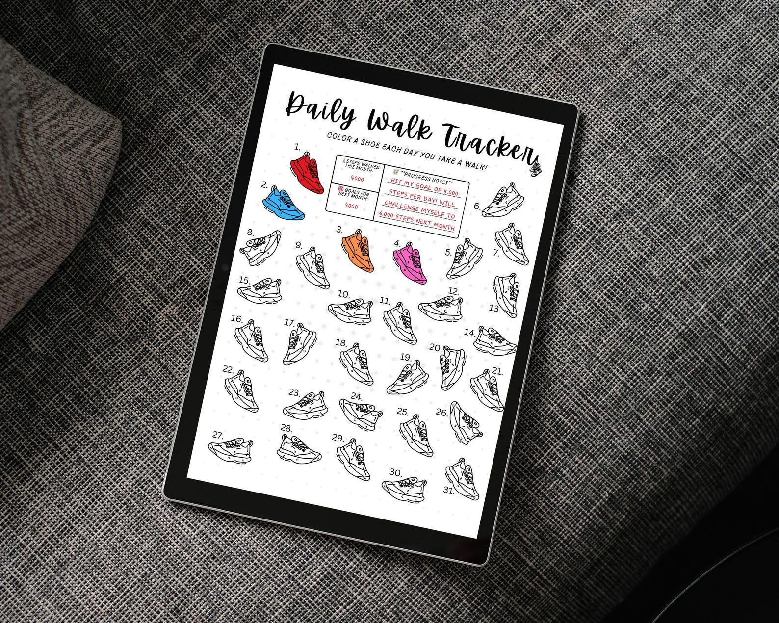 Daily Walk Tracker Printable, Fitness Journal Tracker Page, Workout ...