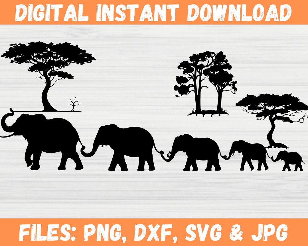 Elephant Family SVG Bundle, Cute Elephant Outline, Africa Safari Baby ...