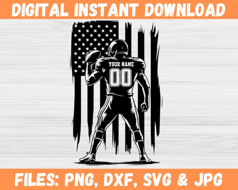 Custom Football Player SVG, Personalized Team Design With Name & Number ...