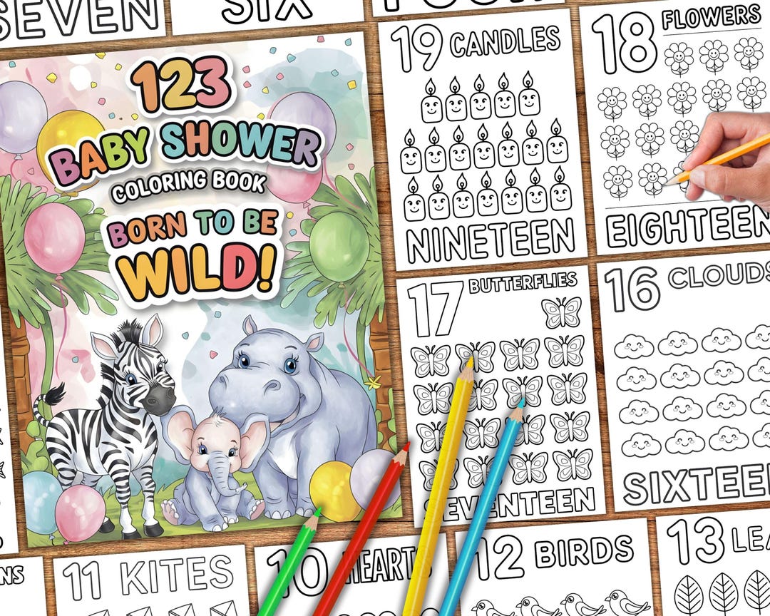 Baby's First 123 Coloring Book, Keepsake, 123 Baby Shower Coloring Page ...