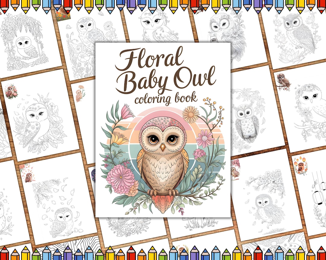 Floral Baby Owl Coloring Book, Fantasy Floral Owl Coloring Book, Baby ...