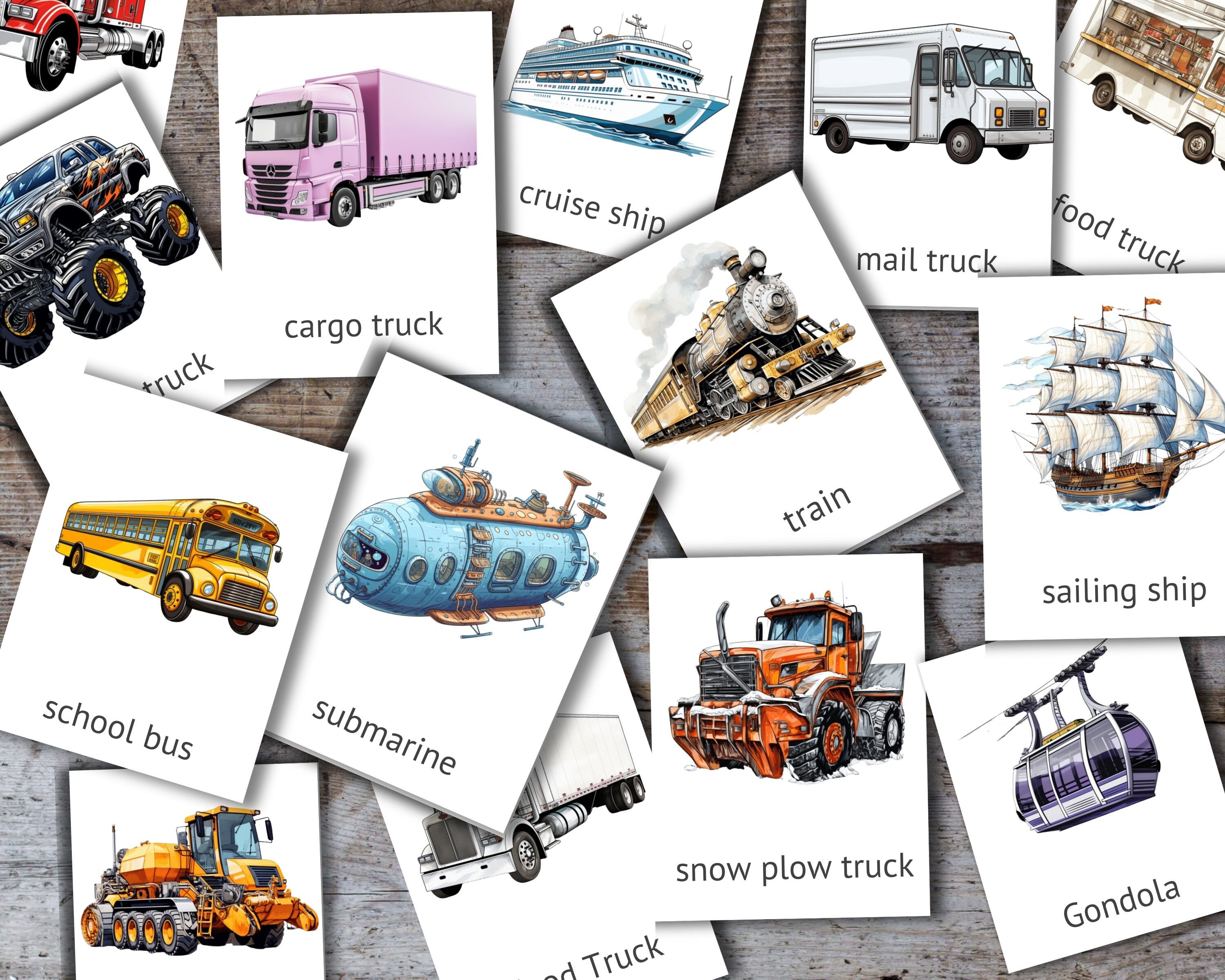 Flashcards for Preschool Vehicles| Editable PDF Kid Flashcards ...