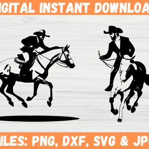 Cowboy Riding Horse SVG Western Ranch Horse Vector Clipart for Cricut ...
